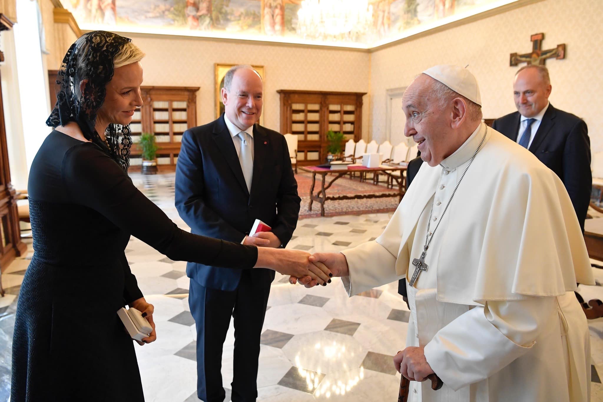 Prince Albert II and Princess Charlene visit Pope Francis