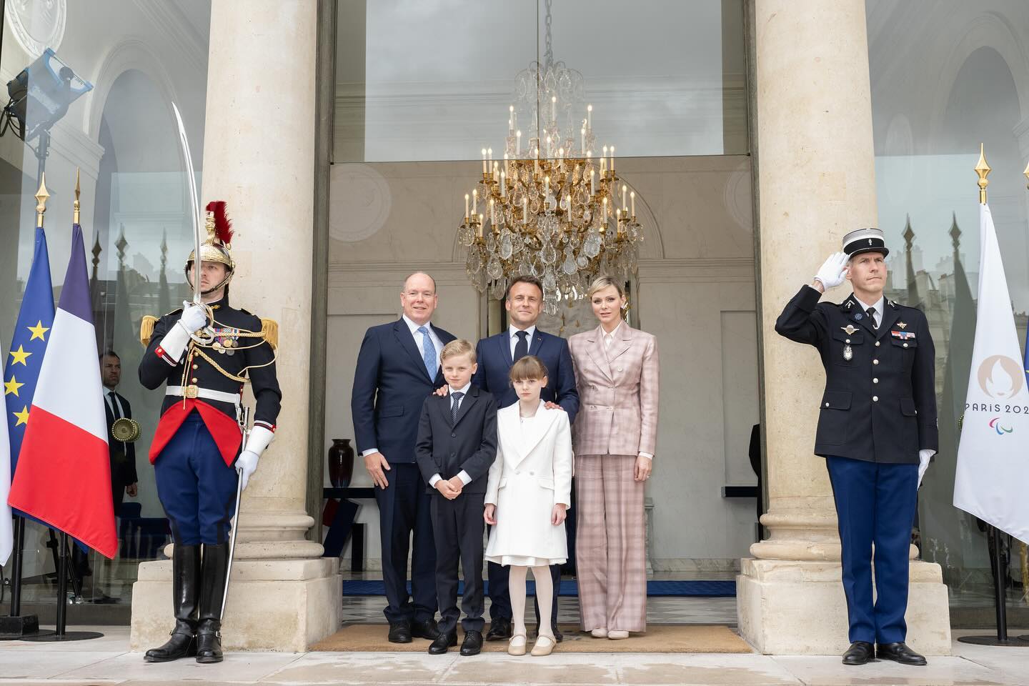 Princely Family received at Élysée Palace by Emmanuel Macron