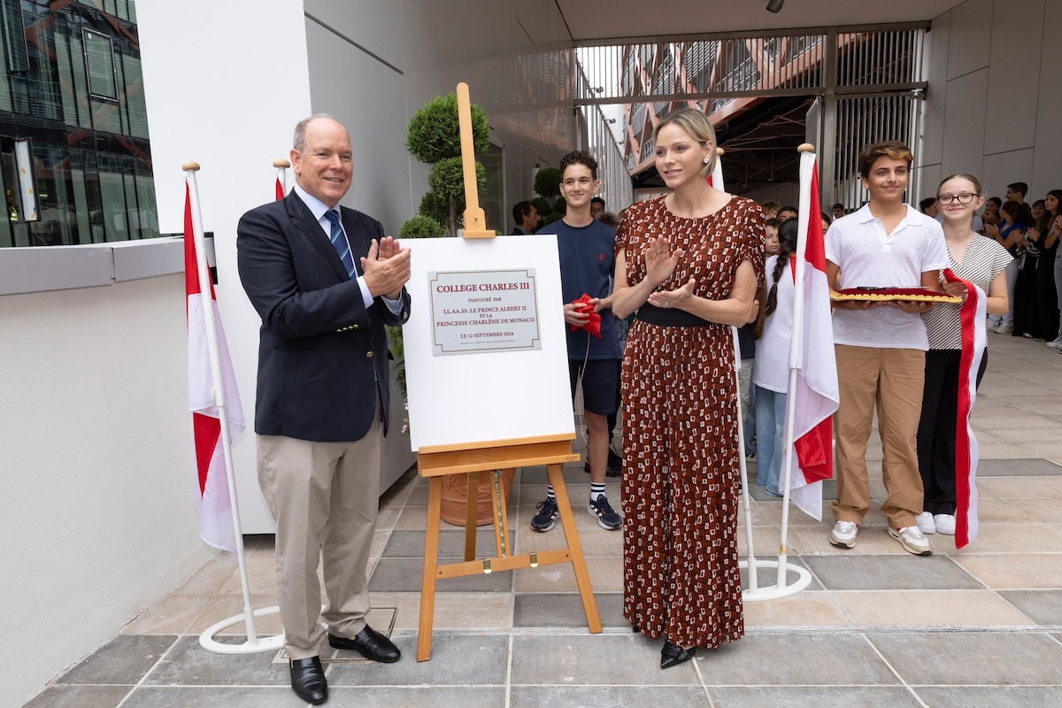 Prince Albert II and Princess Charlene inaugurate new Collège Charles III