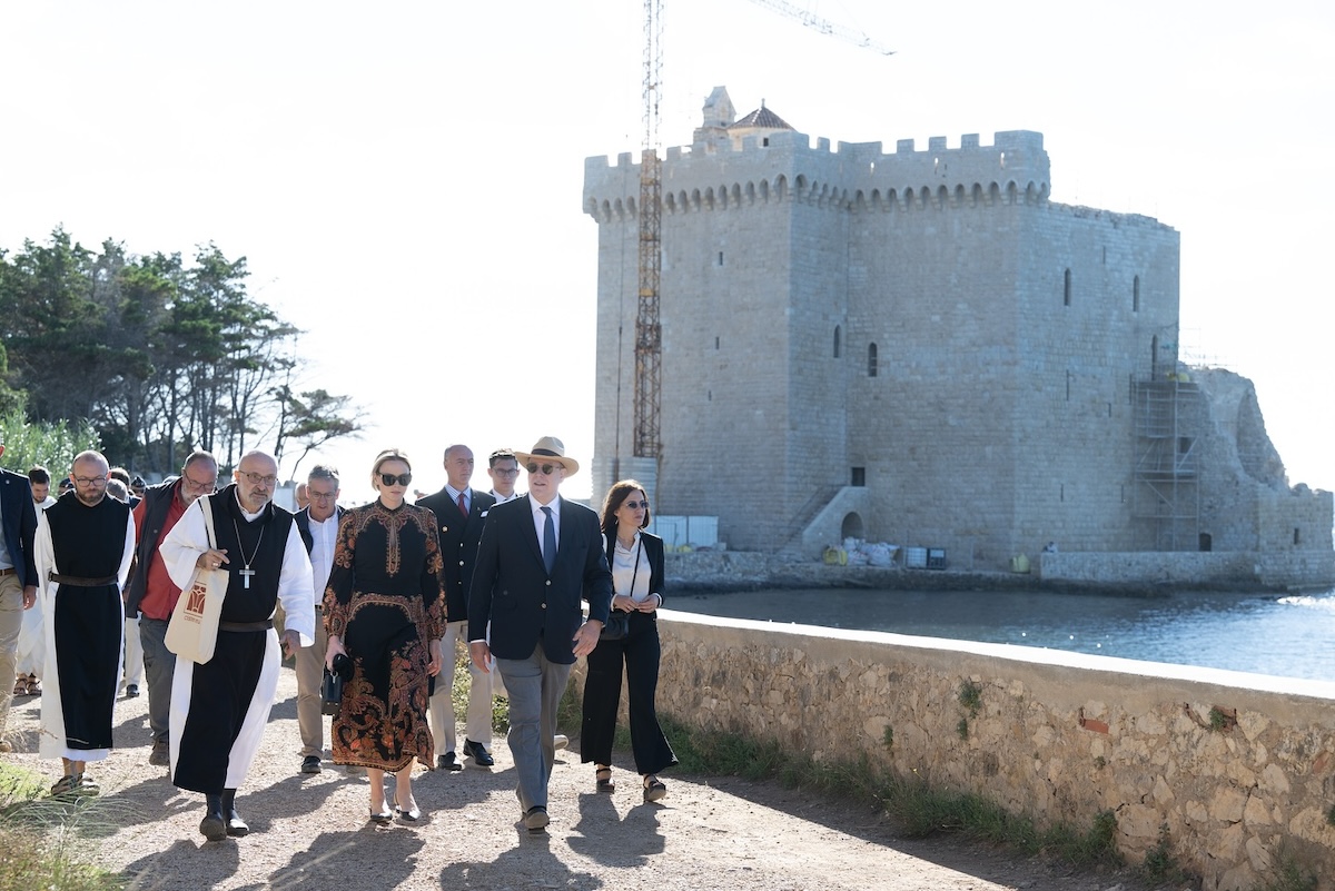 Prince Albert II and Princess Charlene visit Saint-Honorat island