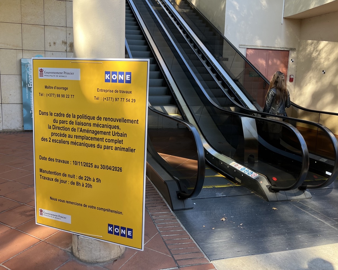 Les escalators du Jardin Animalier Rainier III inaccessibles pendant ...